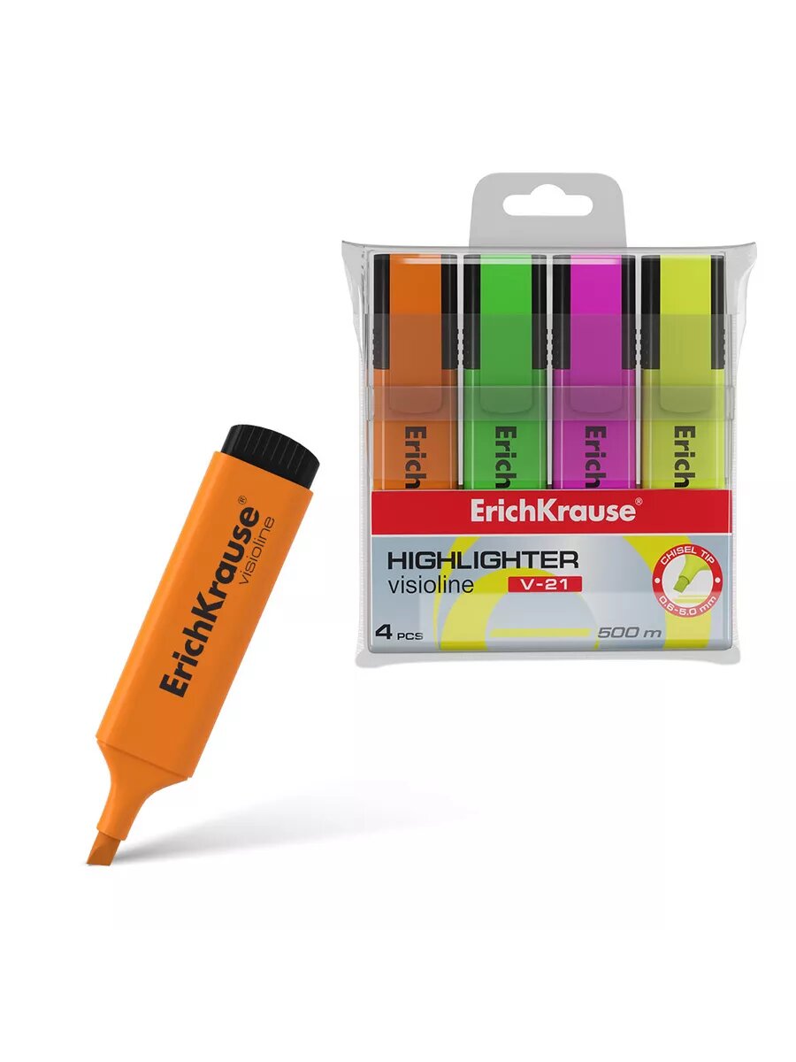 Текстмаркер Visioline V-21, набор, 4 шт.