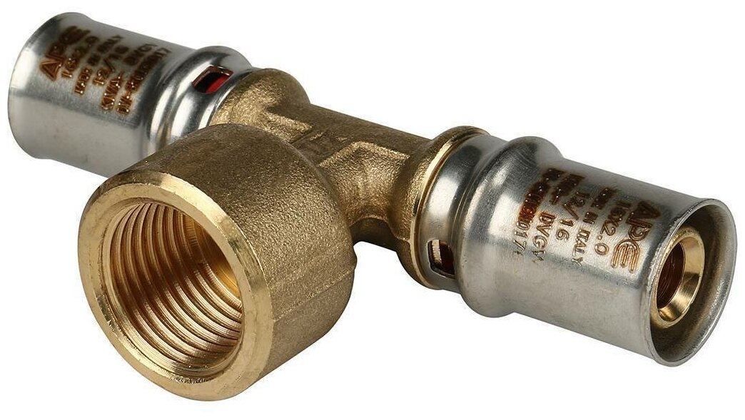 Тройник-переходник STOUT с внутренней резьбой 16х1/2 х16 для металлопластиковых труб прессовой (SFP-0007-001216)