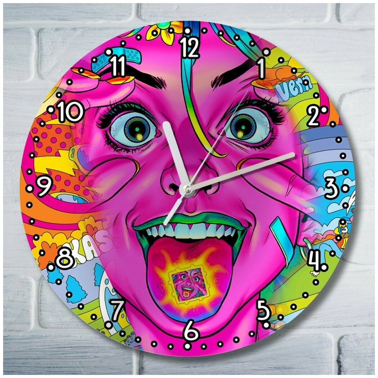 Настенные часы УФ с рисунком хиппи арт - 1011