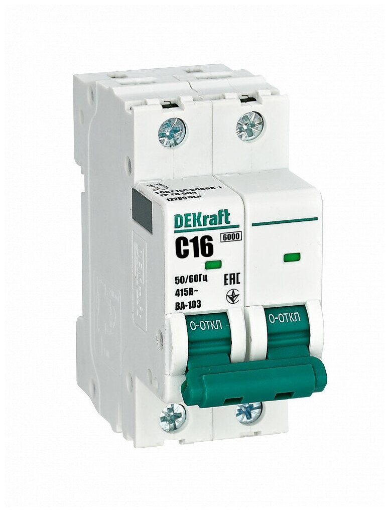 Выключатель автоматический ВА-103 2P 16А C 6кА новый Dekraft 12289DEK