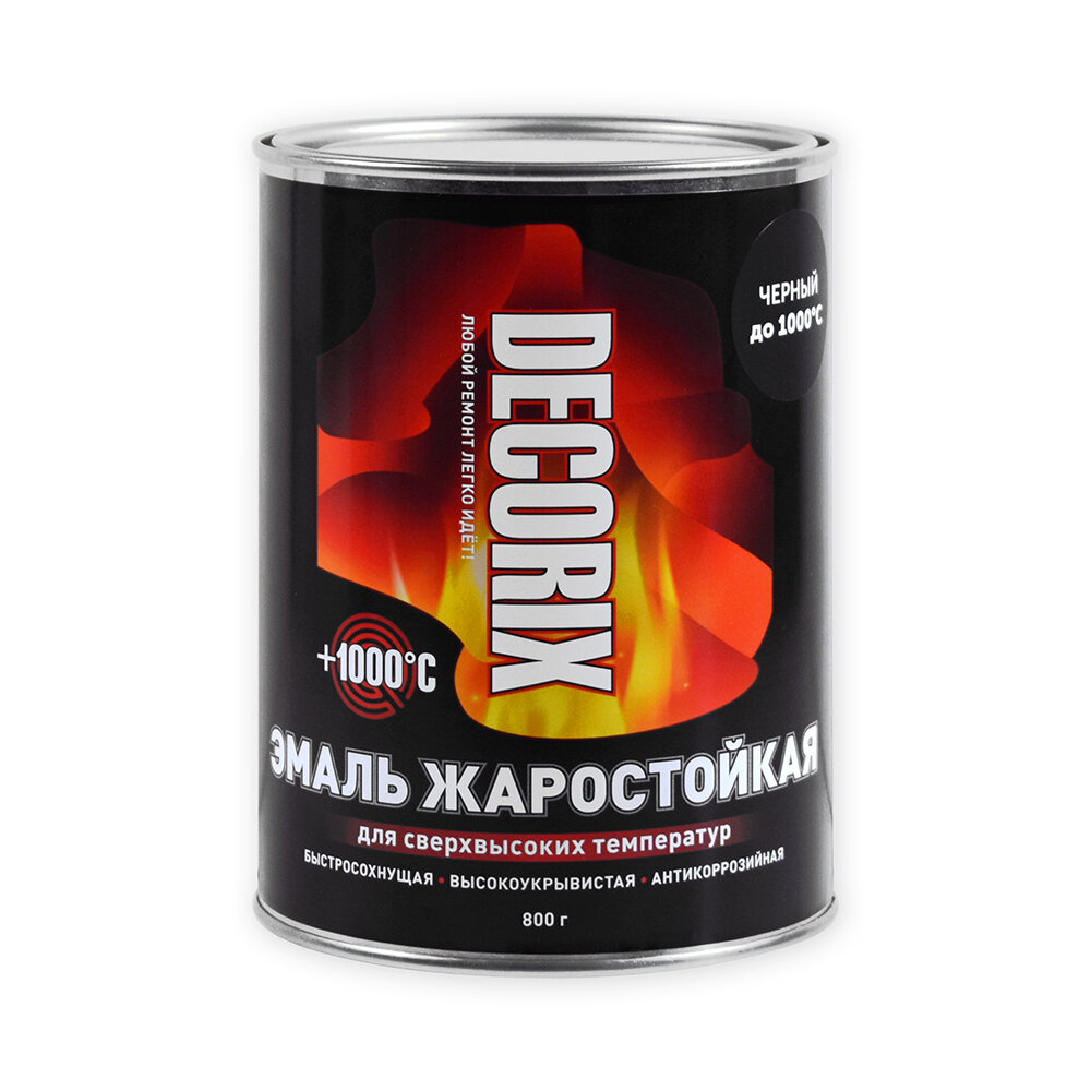 Аэрозольная эмаль жаростойкая, для сверхвысоких температур до +1000С DECORIX, черная матовая, банка 0,8кг