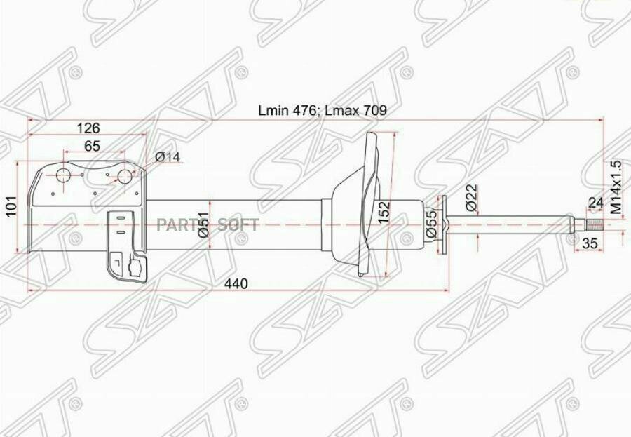 Стойка задняя Subaru Forester 97-02 (Слева) SAT ST-20360-FC150 | цена за 1 шт