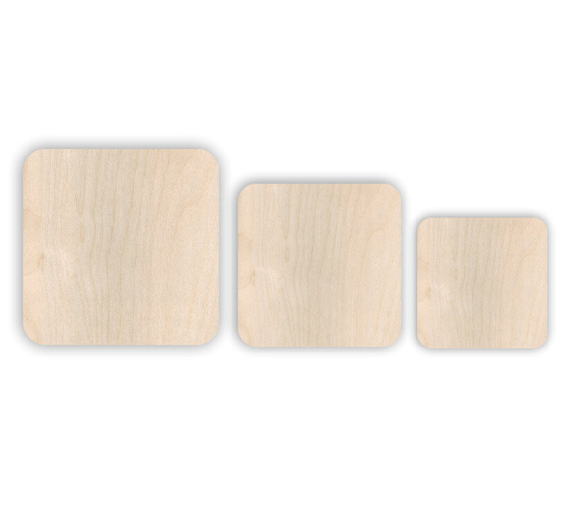 Артборд без ламинации / заготовки для творчества / фанера 3 мм / квадраты набор 20 СМ, 25 СМ, 30 СМ / поделка в школу / декупаж