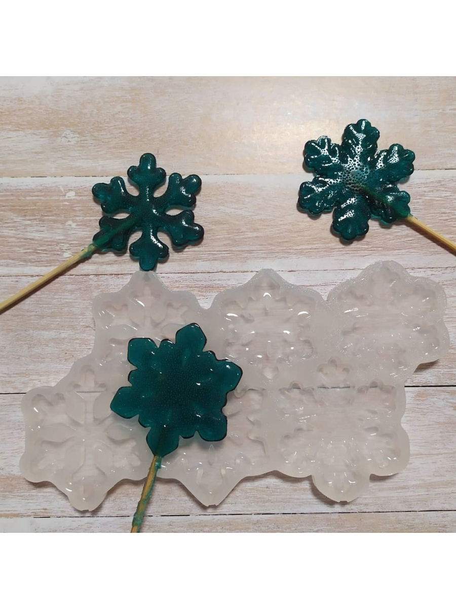 Молд для леденоцв снежинки 5см и 6 см 6 ячеекк