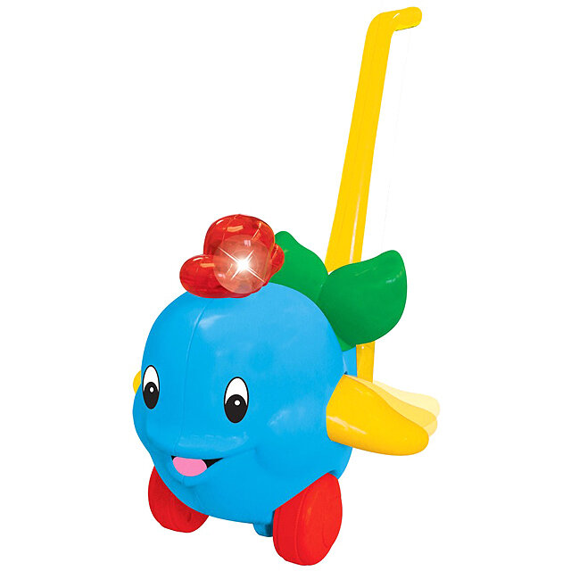 Каталка с ручкой Дельфин 21 см, Kiddieland, KID049577