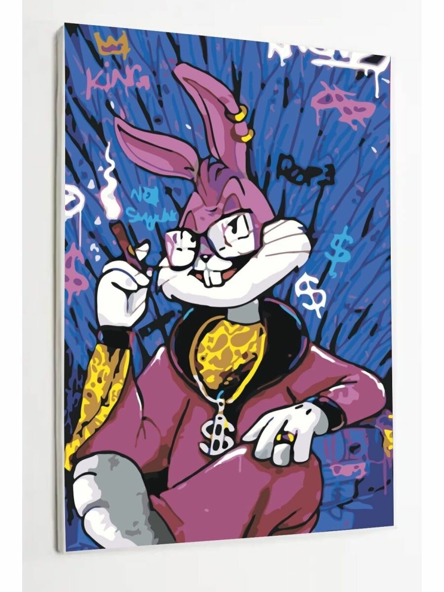 Картина по номерам на холсте с подрамником, Заяц Бакс Бани, 40х60 см