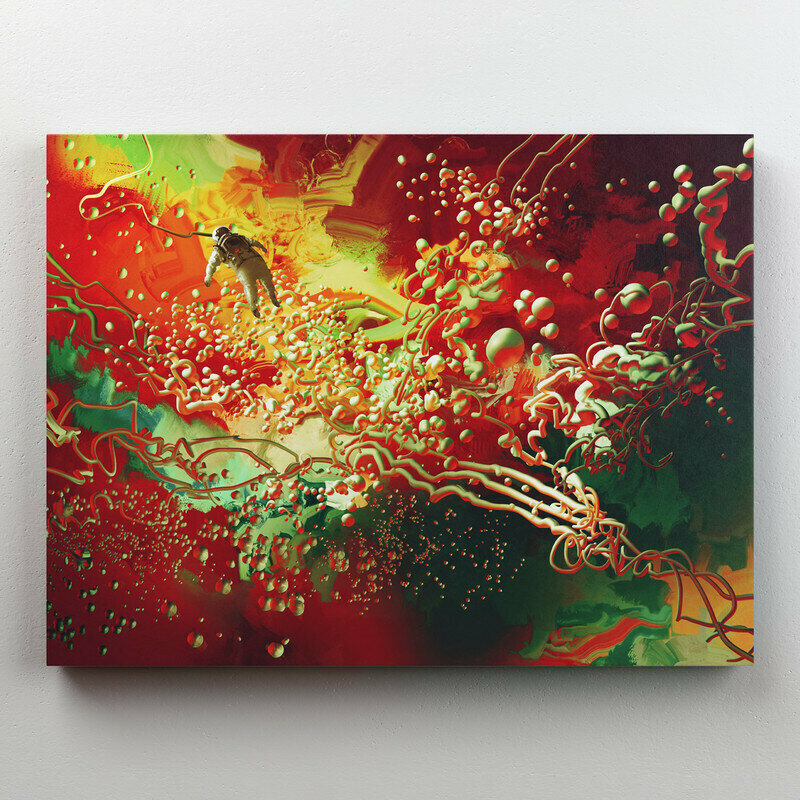 Интерьерная картина на холсте "Космонавт в иллюзорном пространстве" размер 40x30 см