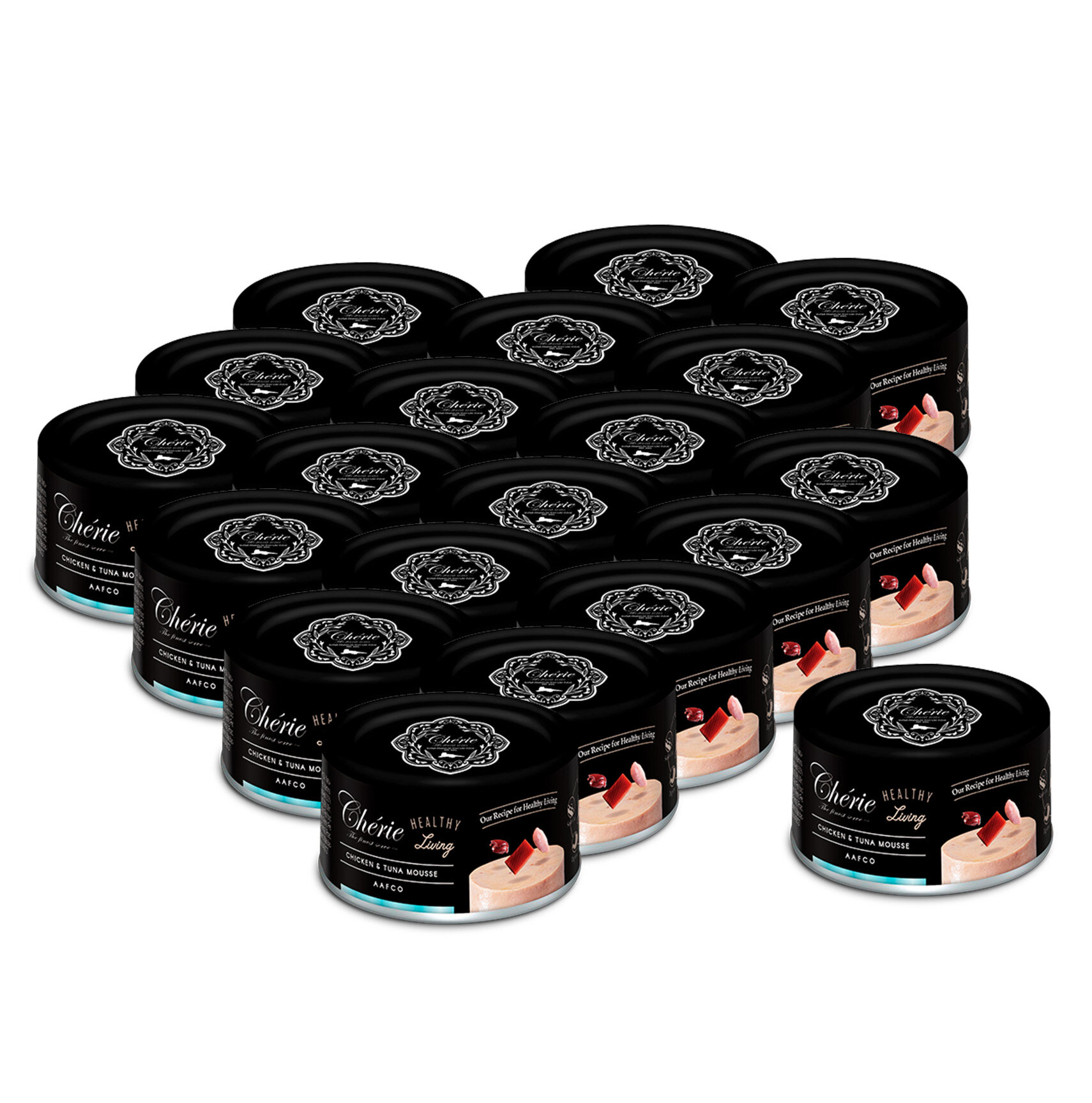 Pettric Cherie Healthy Living влажный корм для взрослых кошек мусс из курицы и тунца, в консервах - 80 г x 20 шт.