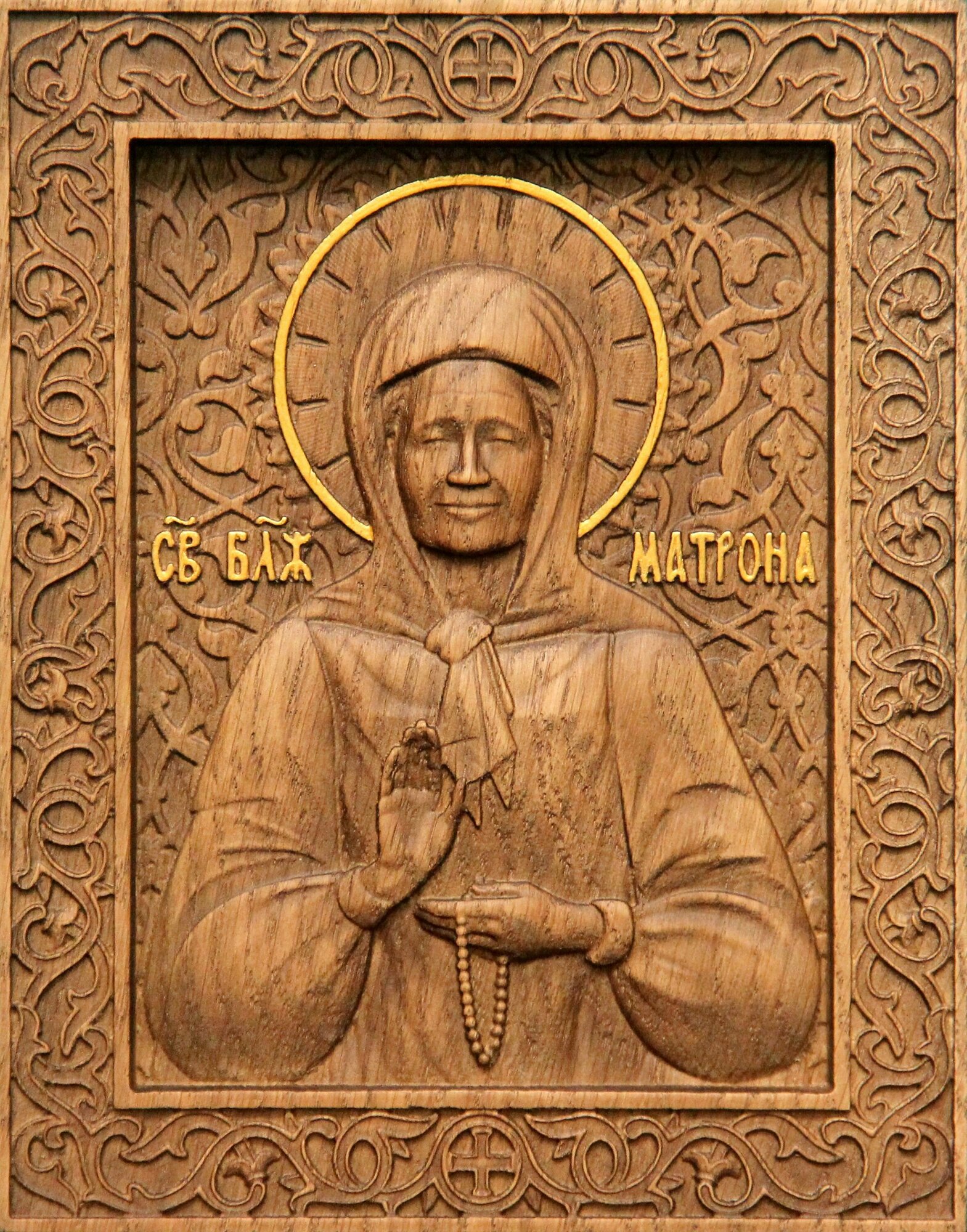 Икона Матрона Московская, Блаженная, резная из дуба, 30х40 см