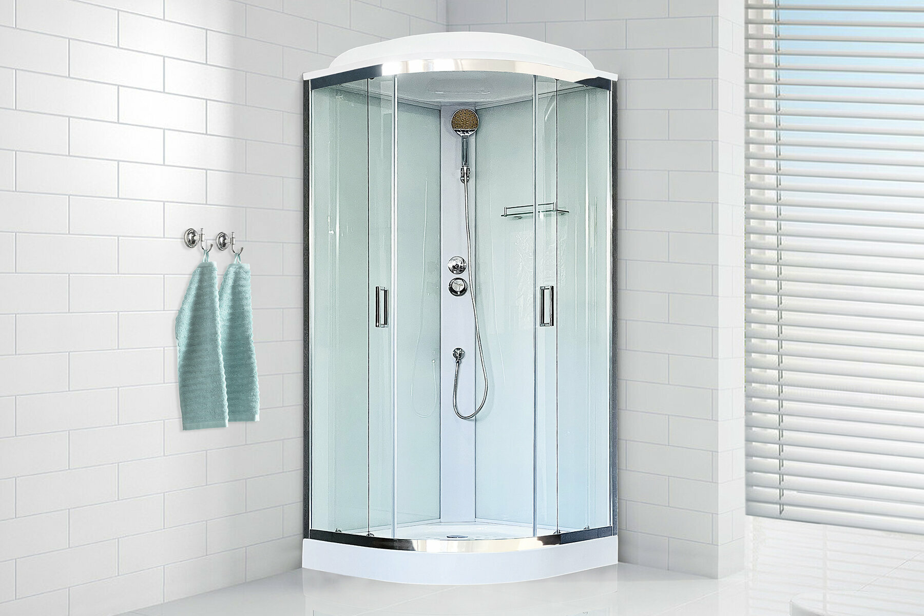 Душевая кабина Royal Bath (белое/прозрачное стекло) 90x90x217см
