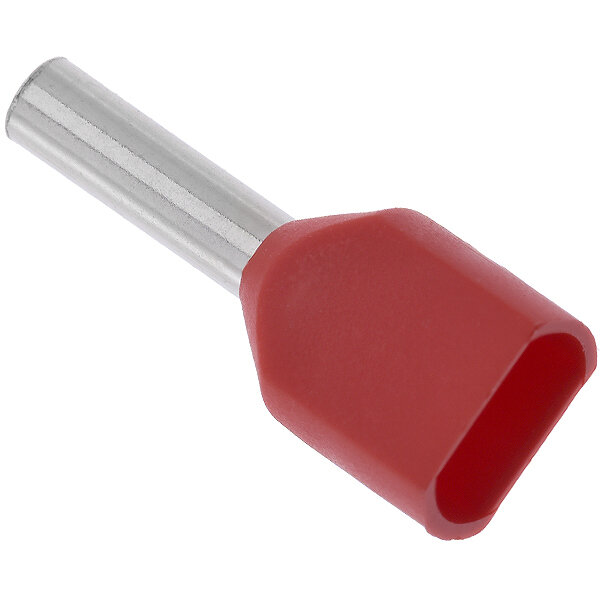 Наконечник 79464 НШВИ (2) 1,0-8 медный 1,0мм2 втулочный изолированный на 2 провода, ПВХ (КВТ) (600 шт. в наборе)