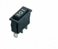 Выключатель клавишный 250V 10А (3с) ON-OFF-ON черный с нейтралью