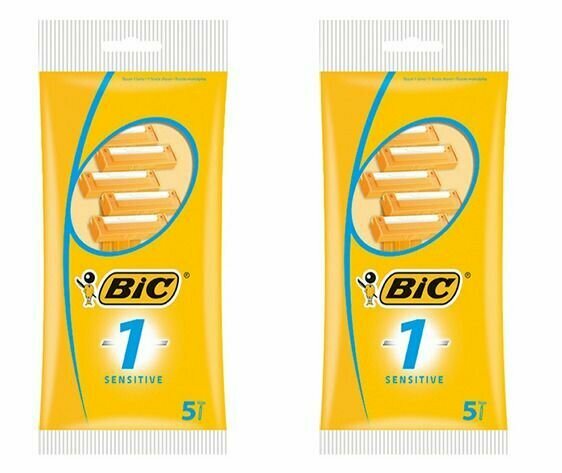 BIC Станок для бритья одноразовый Sensitive 1, для чувствительной кожи, 1 лезвие, 5 шт/уп, 2 уп