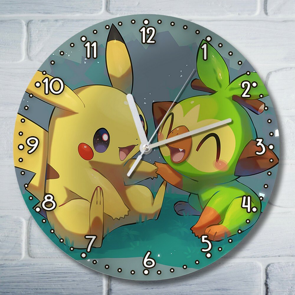Настенные часы УФ "аниме покемон (Scarlet и Violet, пикачу, чармандер, сквиртл) - 10373"