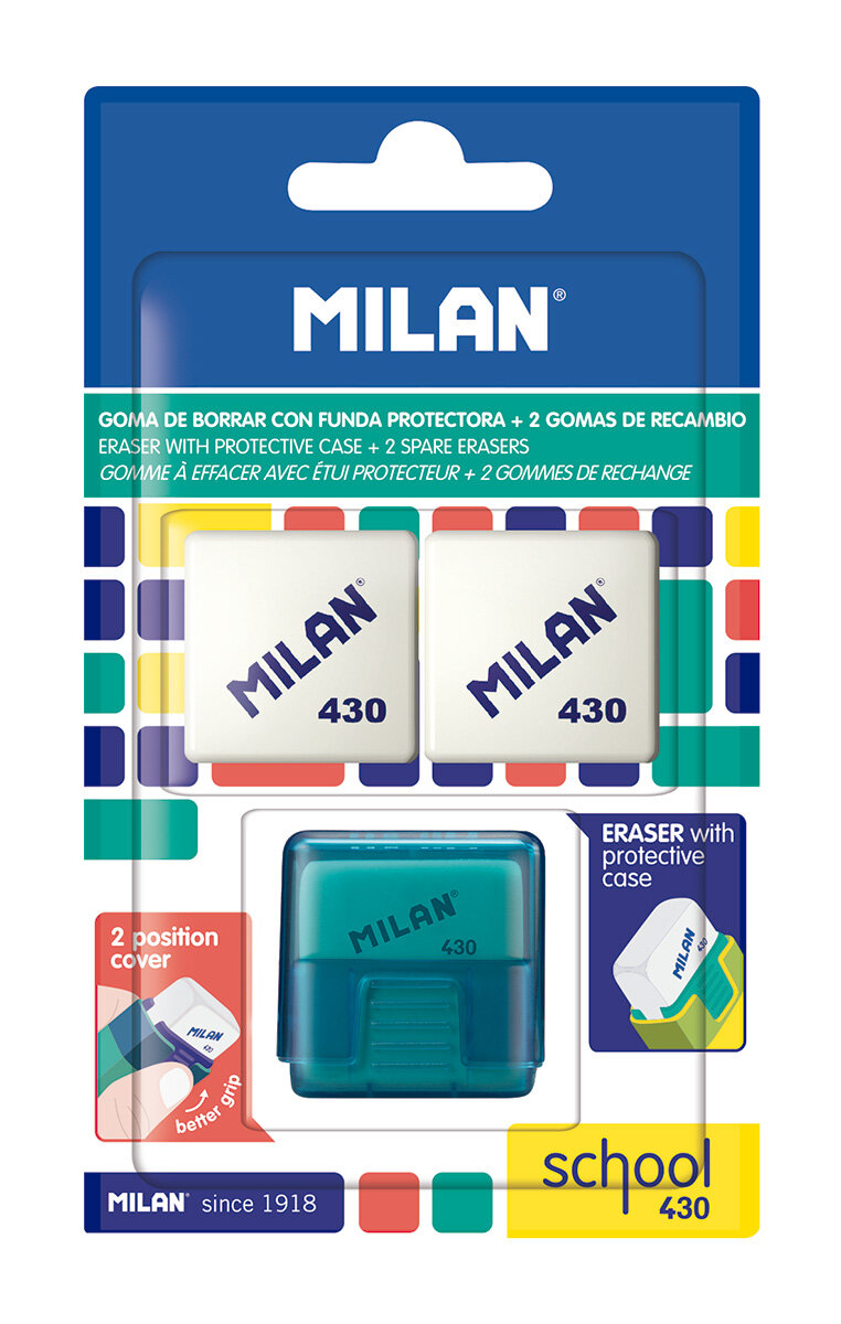 Milan Ластик School 430 в блистере 2,8 х 2,8 х 1,3 см BYM10330-EG21 для школьного использования