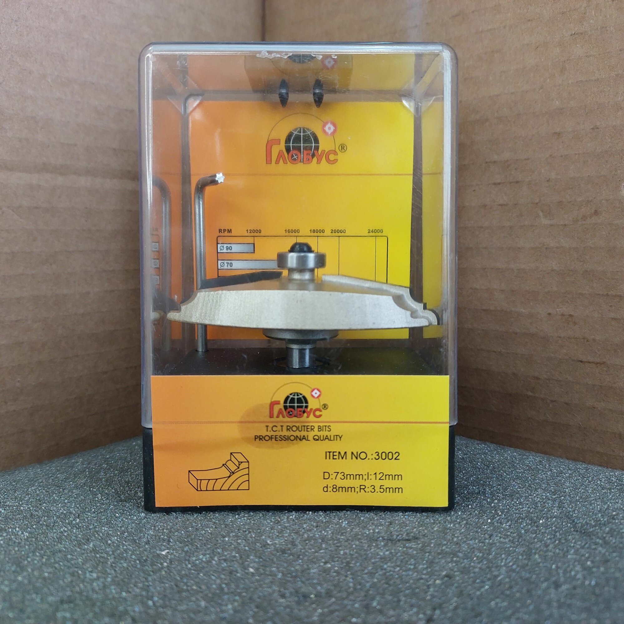 Фреза фигирейная для филенки Глобус 3002 D:73mm I:12mm d:8mm R:3.5mm фигирейная горизонтальная