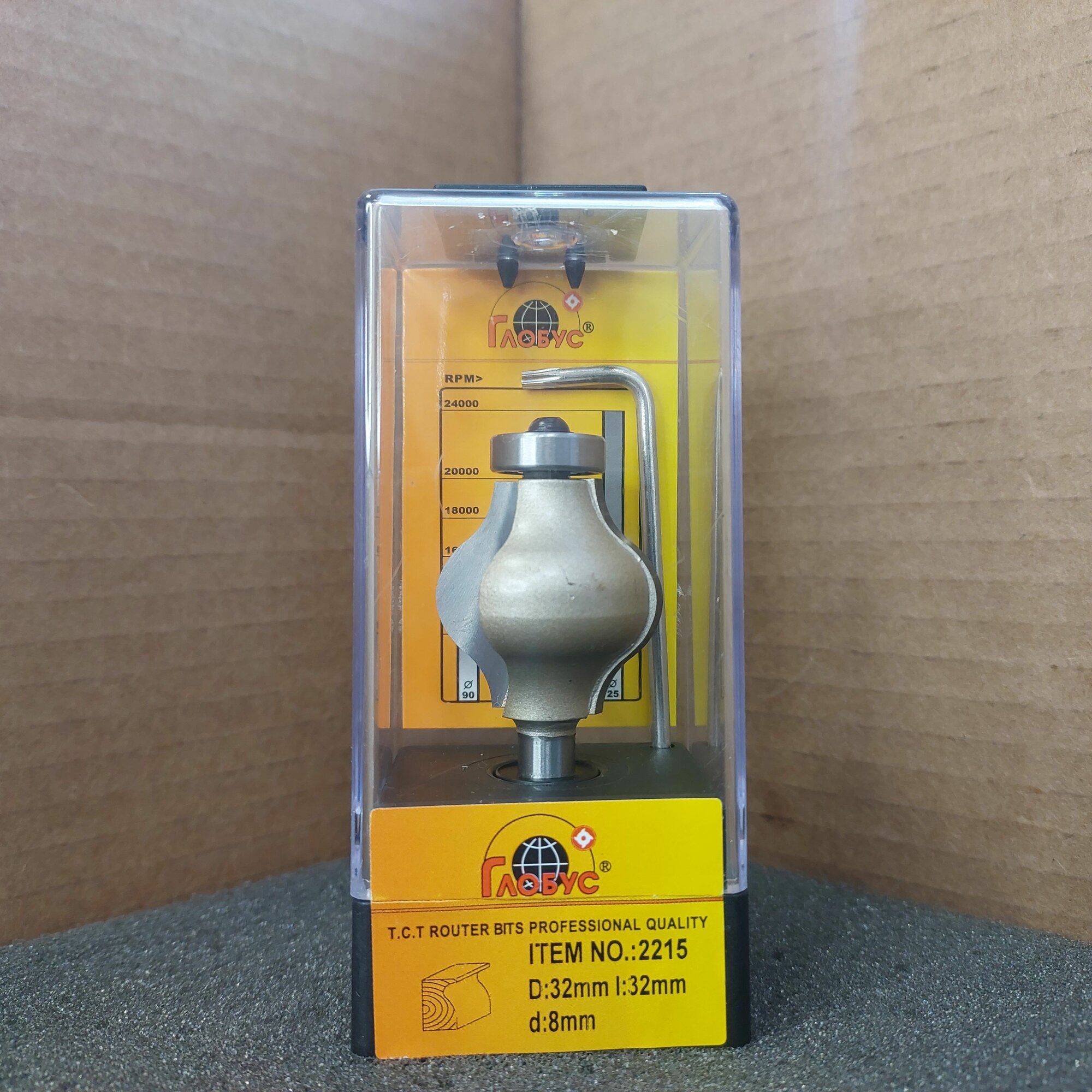 Фреза для поручняГлобус 2215 кромочная фигурная D:32mm I:32mm d:8mm Арт:2215D32d8