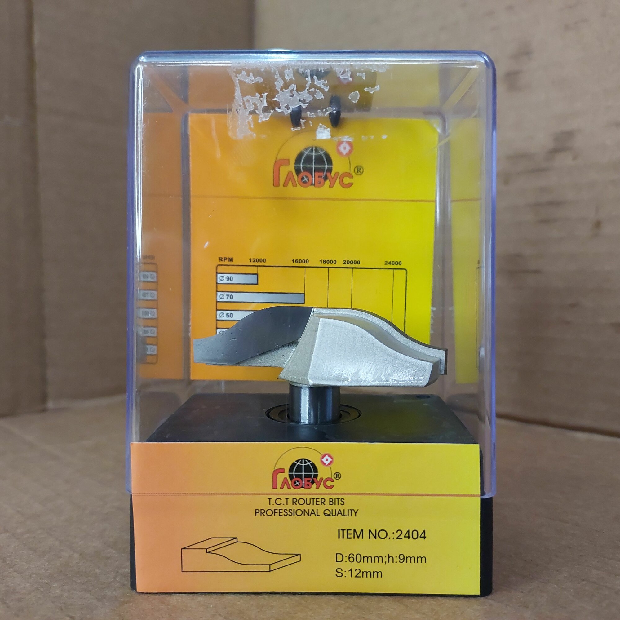 Фреза для фрезеровки фасадов ( псевдофиленка ) Глобус 2404 D:60mm I:9mm d:12mm c:12mm
