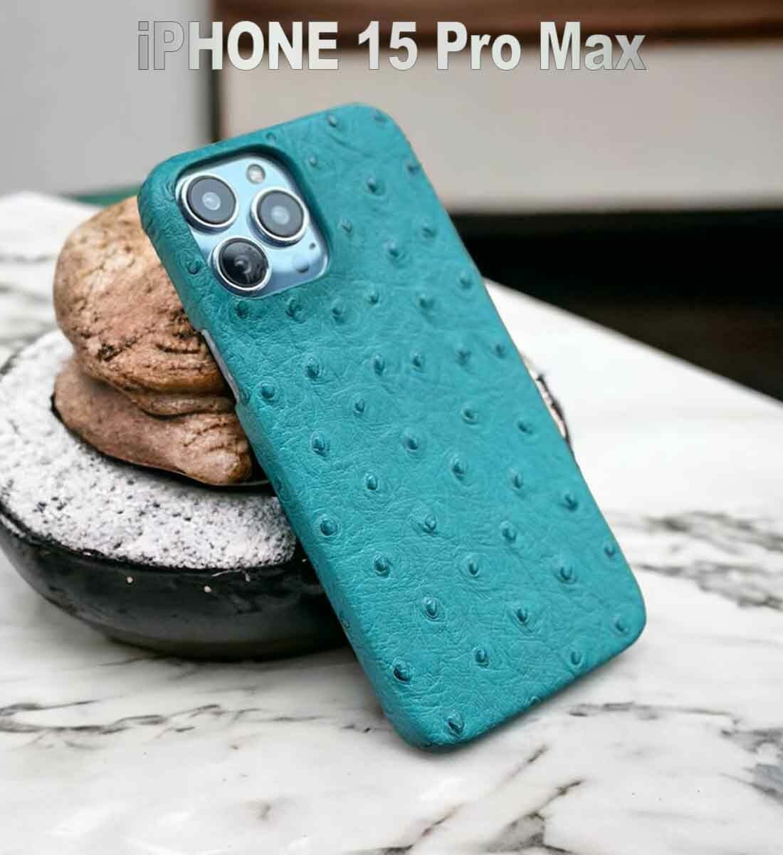 Чехол для IPhone 15 Pro Max из натуральной лазурной кожи