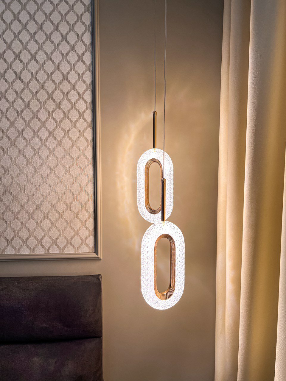 Подвесной светильник Sofitroom Sofia, LED светильник потолочный, 2 плафона на круге, металл золотой, люстра светодиодная
