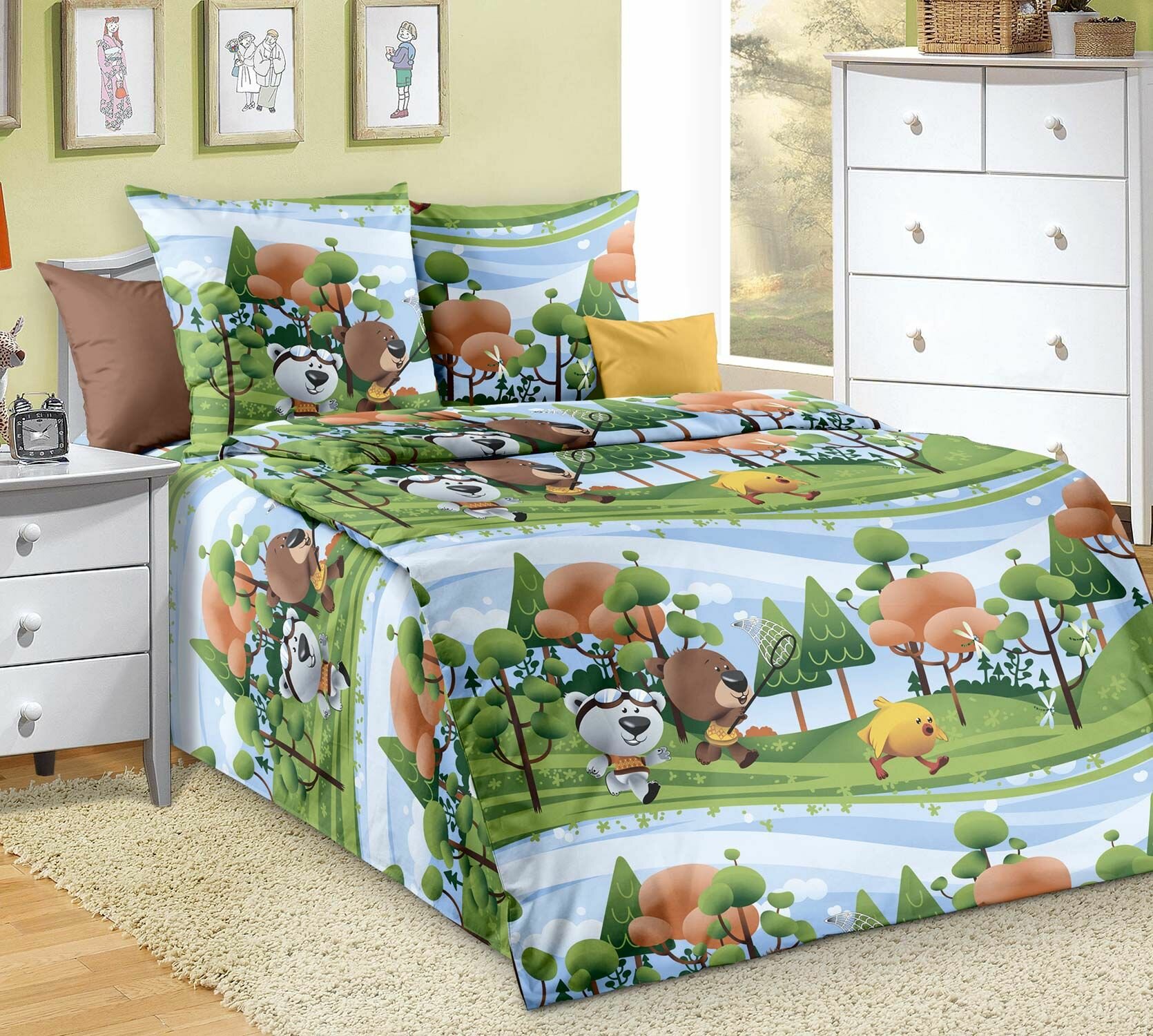 Постельное Белье 1.5-спальное Поплин/Перкаль "Медвежата" арт. 1100Х