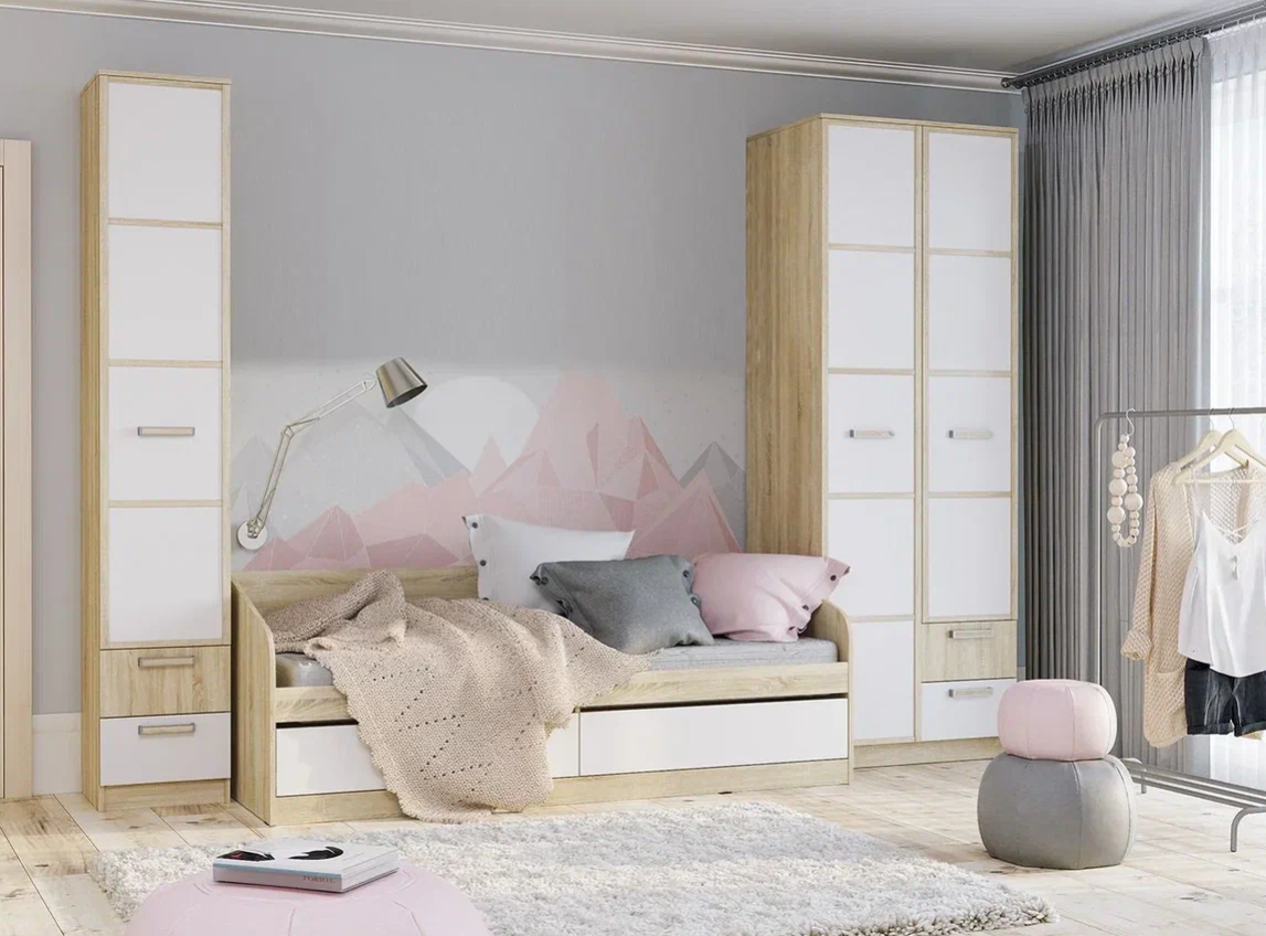 Детская Сильва Фанк комплектация 5 Дуб сонома, белый Размеры: Высота 2256мм Глубина 851мм Ширина 3146мм