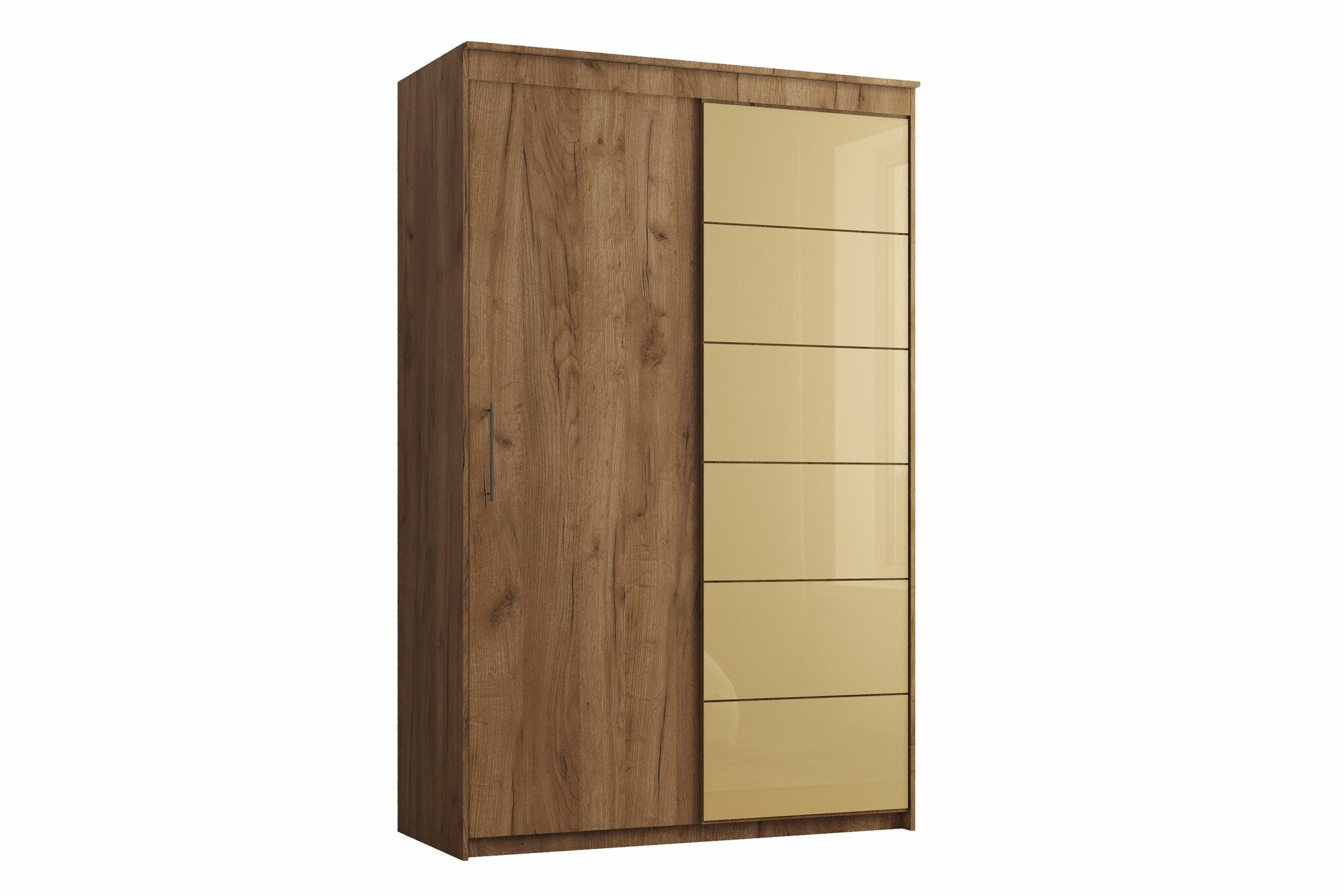 Шкаф-купе "Арманд 2" 120-45-240 Дуб крафт табачный и оракал светло-коричневый 081М ручка рейлинг хром матовая наполнение платье-белье