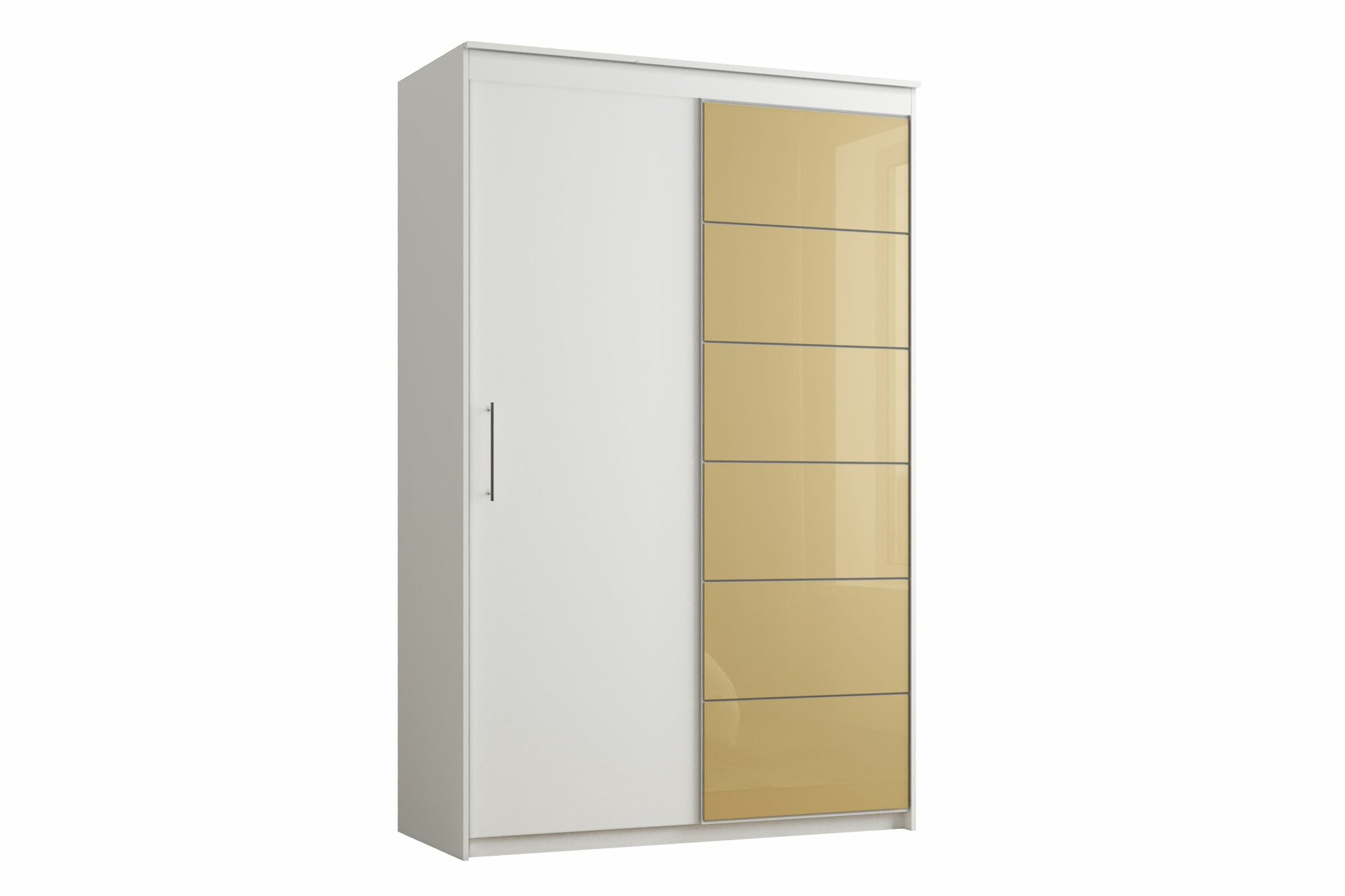 Шкаф-купе "Арманд 2" 120-60-240 Белый и оракал светло-коричневый 081М ручка рейлинг хром матовая наполнение платье-белье и ящики