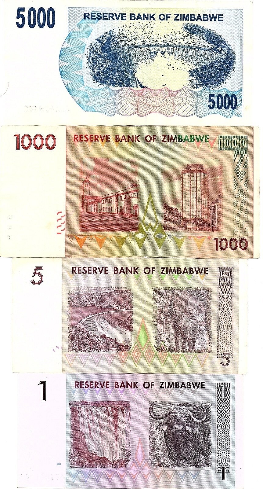 Доллары Зимбабве 2007 года набор 1