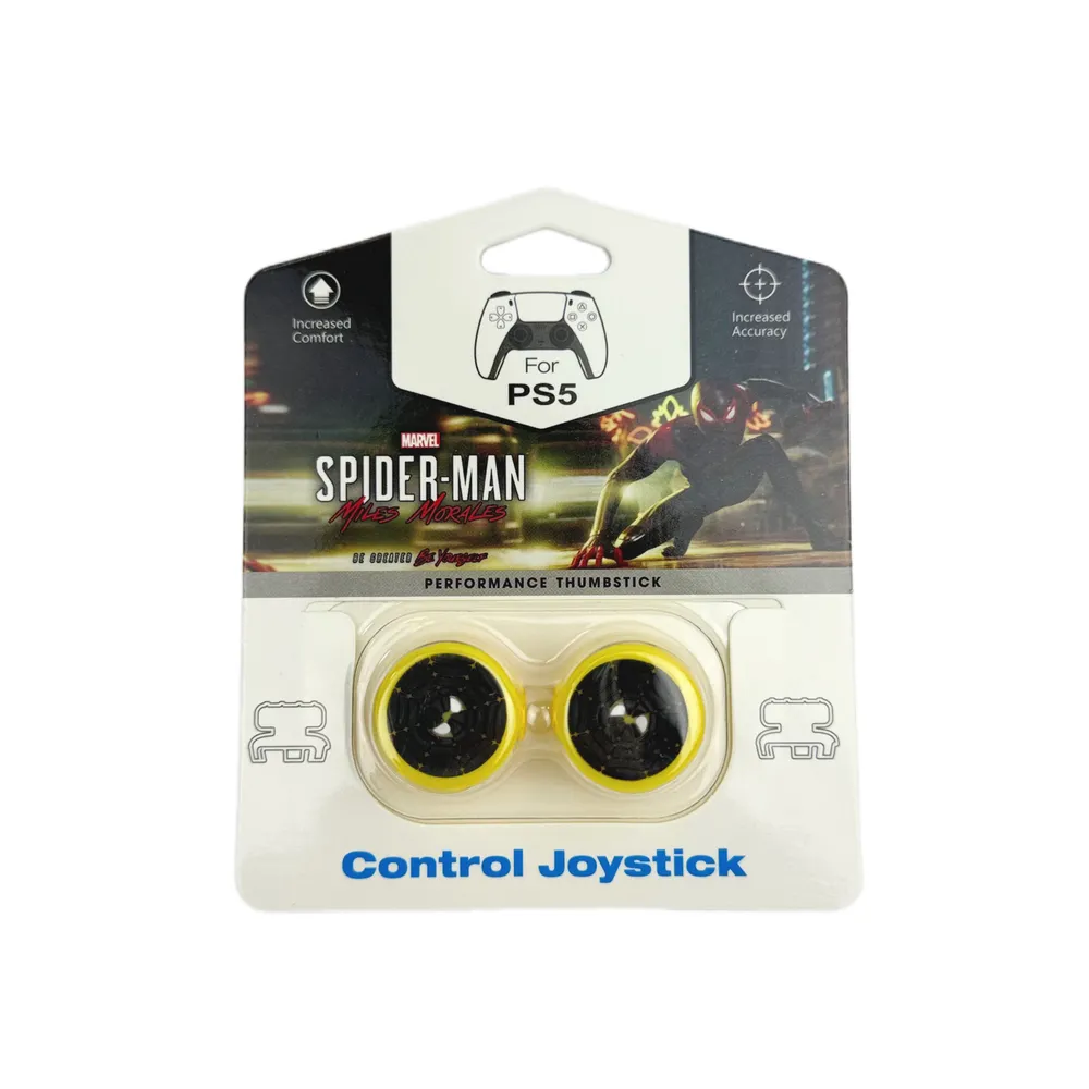 Накладки на стики для геймпада PS5 / PS4 / PS3 / Xbox, Spider Man, жёлтые, 2 шт.