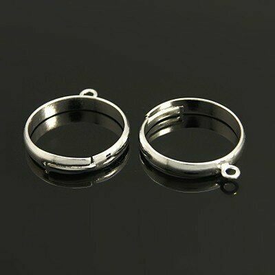 Основа для кольца, регулируемого размера, с одной петелькой, базовый материал - латунь, под серебро, 5 шт.