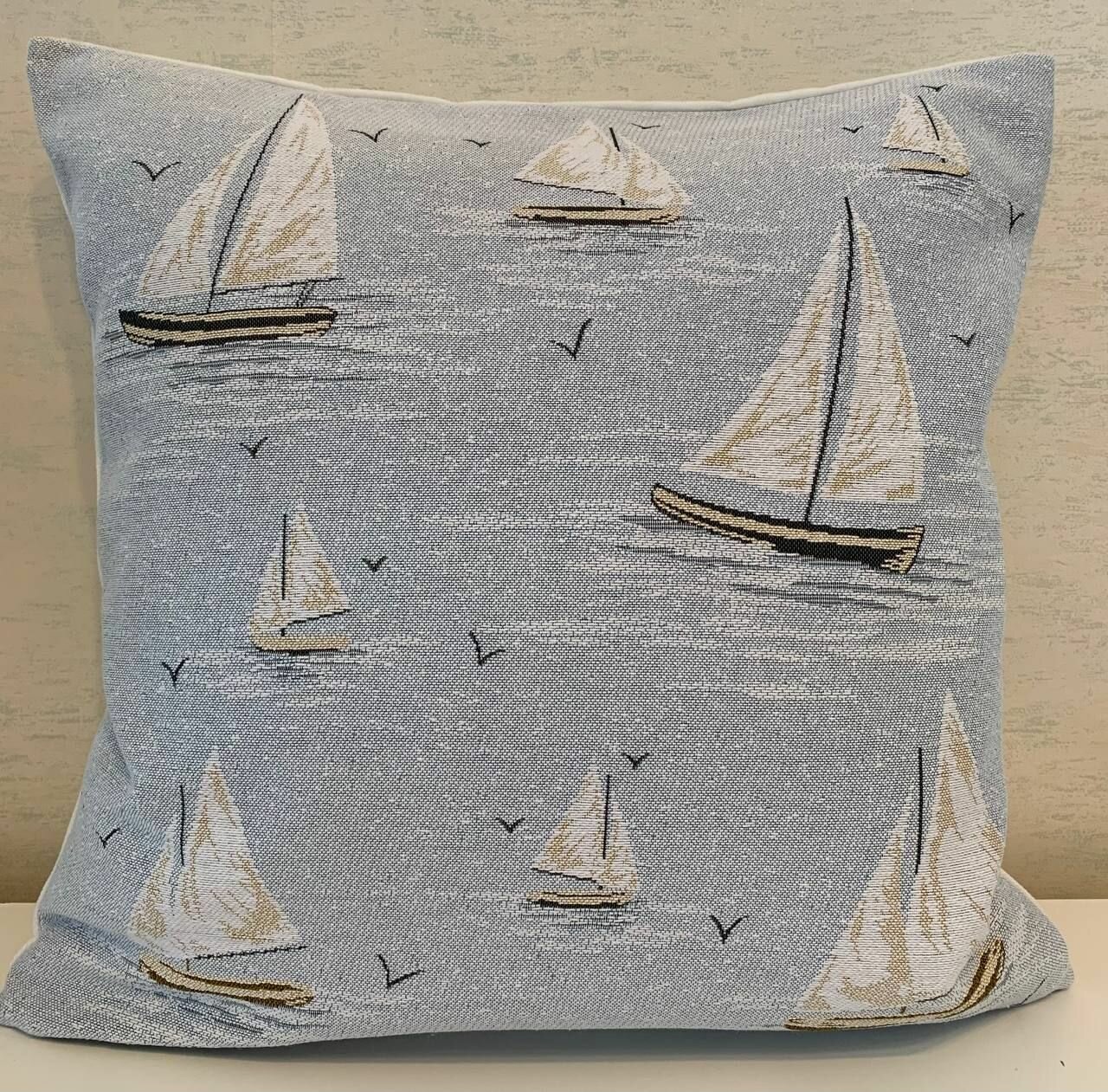 Гобелен, гобеленовая интерьерная наволочка "Яхты" 44х45 см