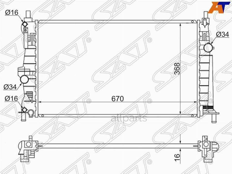 SAT MZ0008-2 Радиатор Mazda 3 08-13 / Axela 09-13