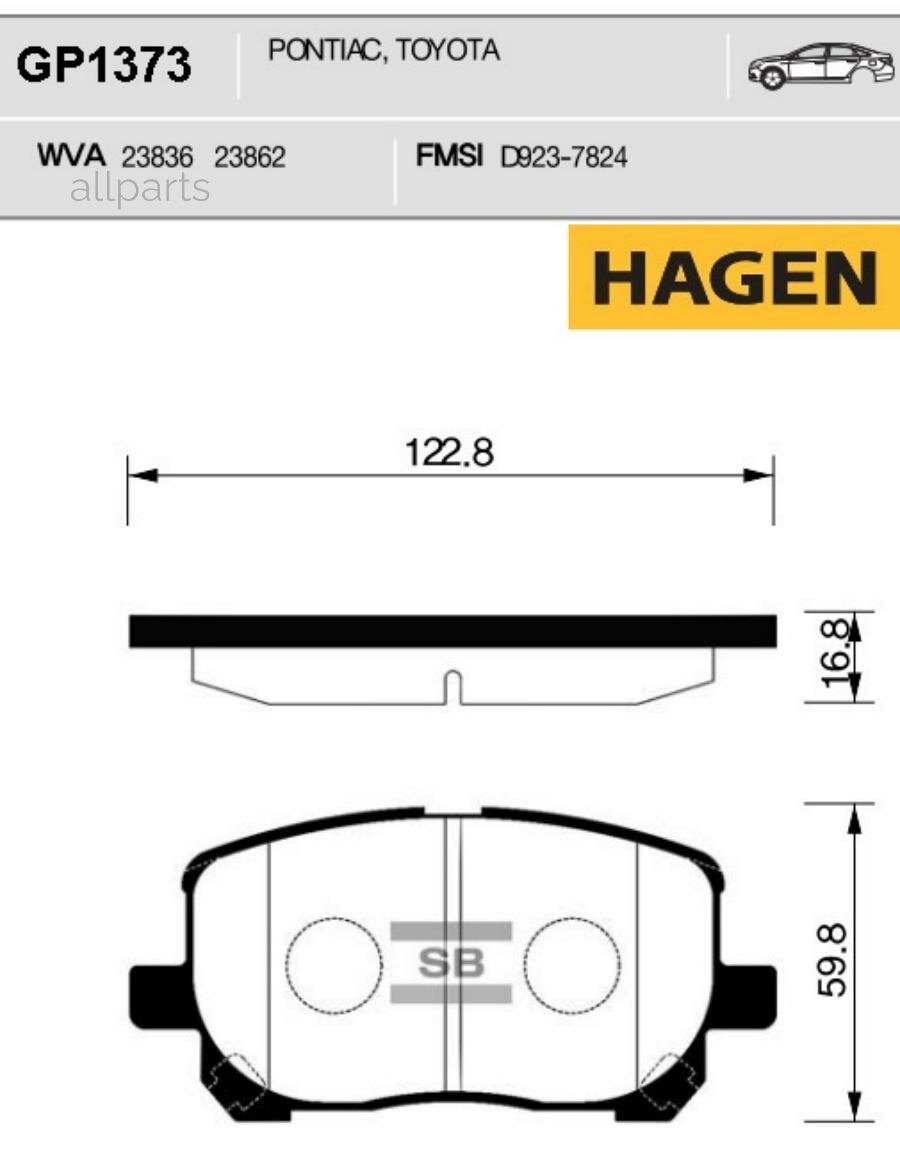 SANGSIN BRAKE GP1373 Колодки тормозные TOYOTA AVENSIS VERSO 2.0/2.0D 01- передние