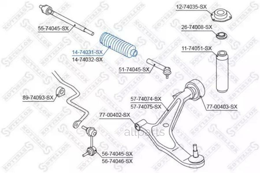 STELLOX 1474031SX пыльник рейки рулевой!\ Nissan X-Trail (T30) 2.0/2.2dCi 01>