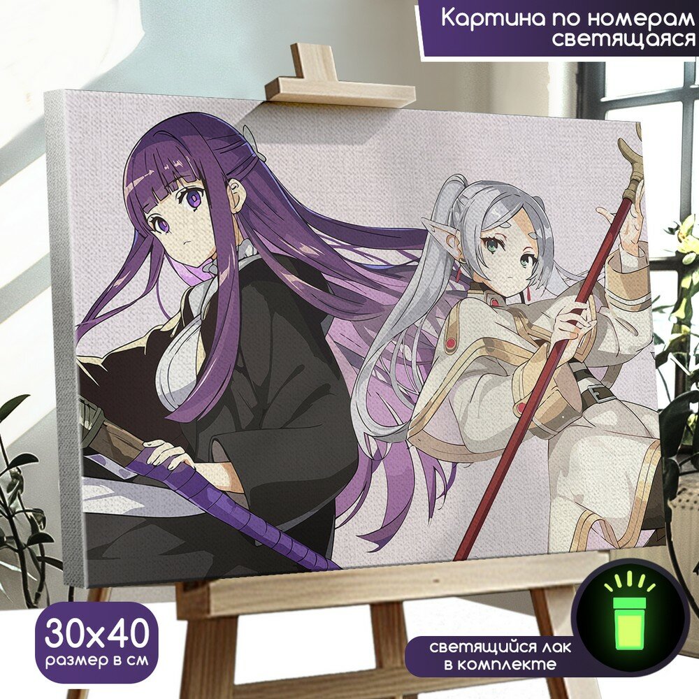 Картина по номерам со светящейся краской аниме Фрирен (Sousou no Frieren, Ферн, магия, девушки) - 1045 Г 30x40