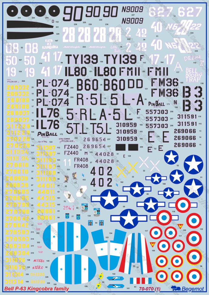 Деколь Bell P-63 Kingcobra в масштабе 1/72 производства фирмы "Бегемот"