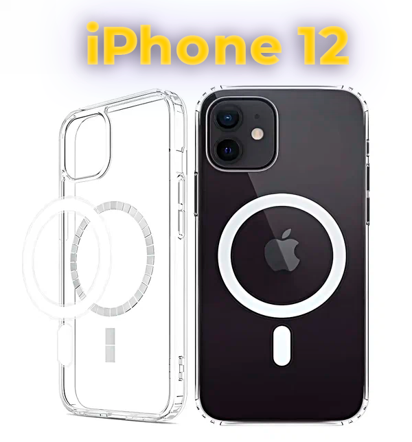Чехол для iPhone 12 с поддержкой Магсейф, противоударный, прозрачный
