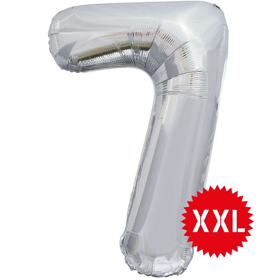 Шар (50'/127 см) Цифра, 7 Гигант, Серебро, 1 шт. в упак.