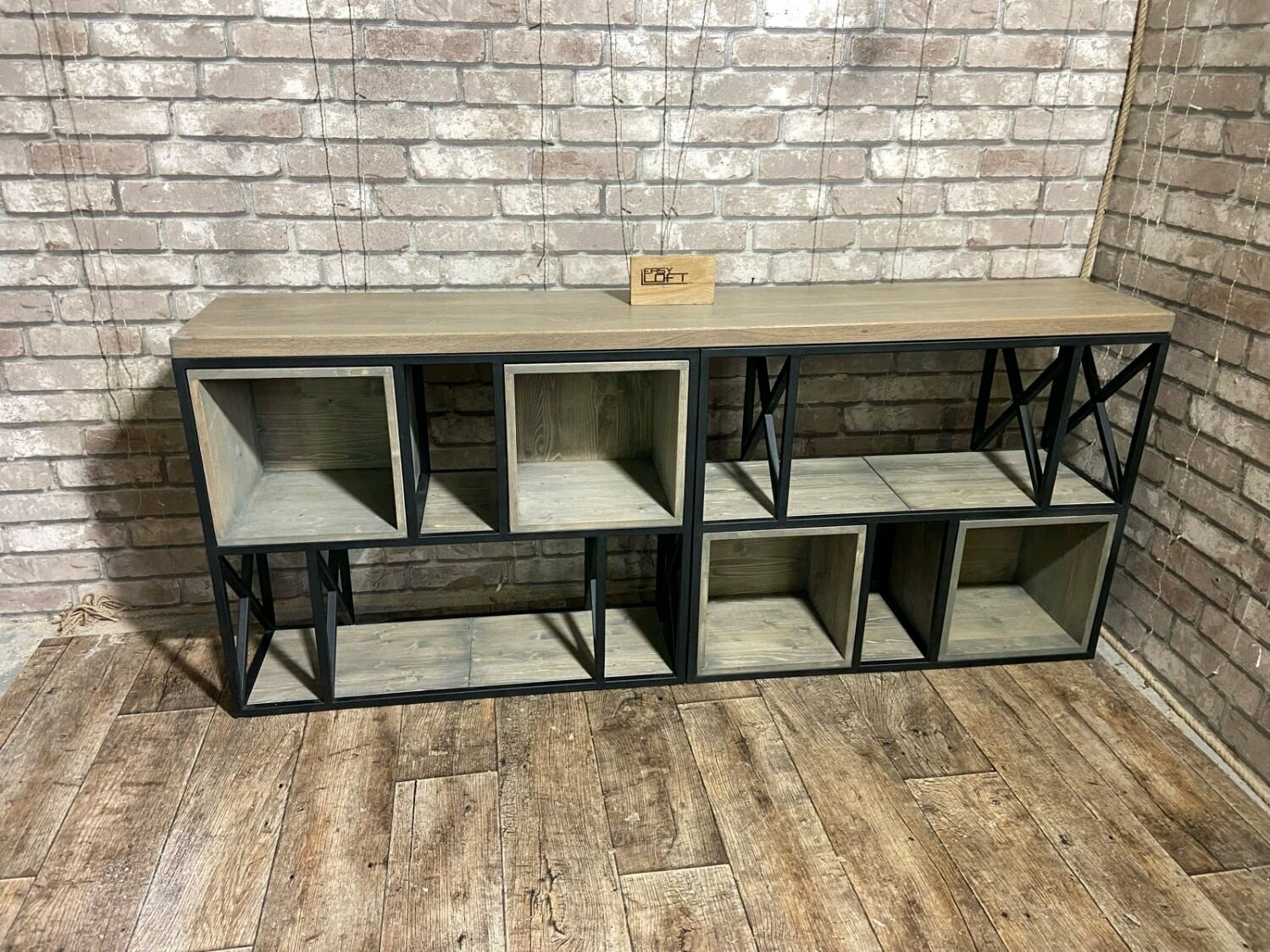 Тумба напольная "EasyLOFT" в стиле лофт, модель Cube, 300х40х80 см.