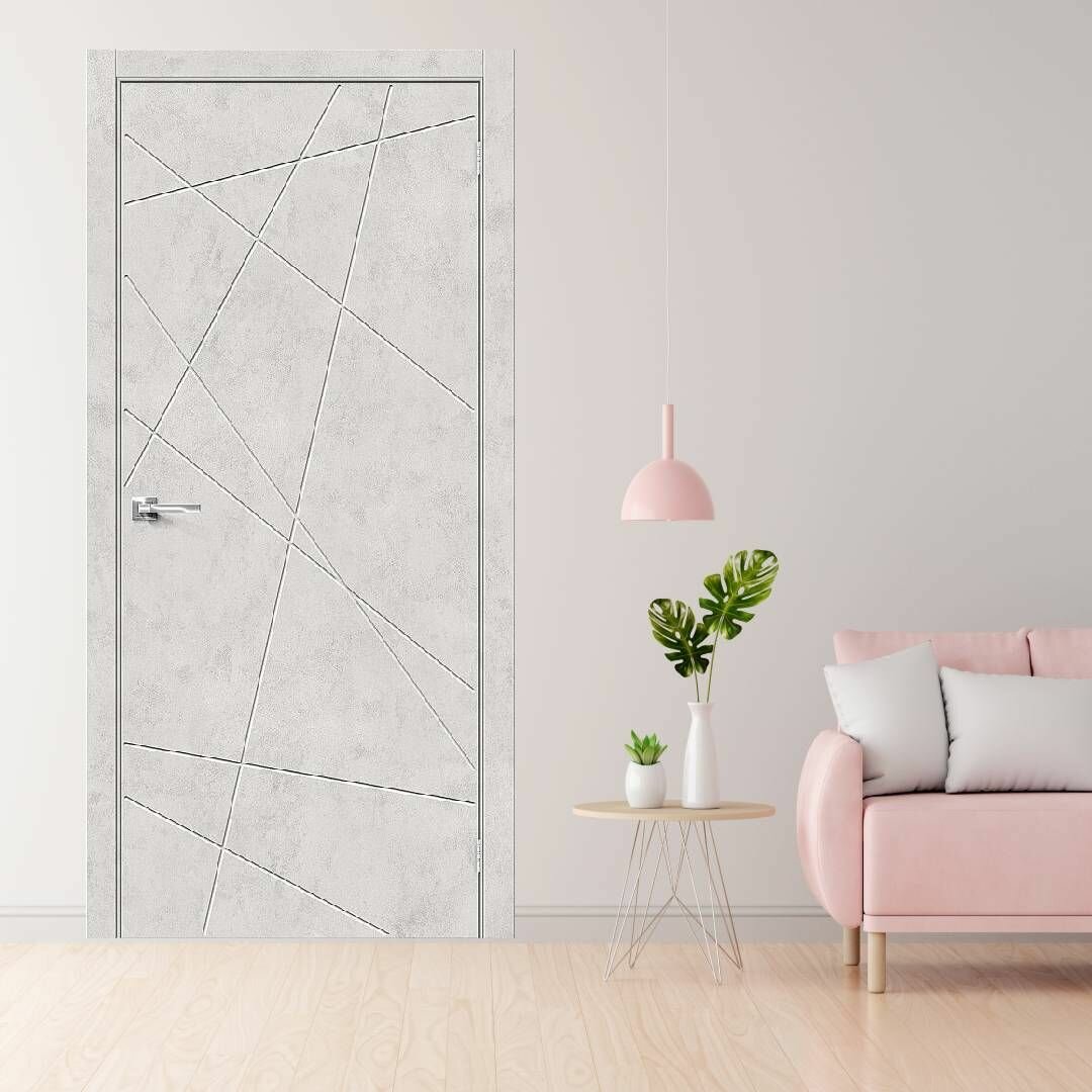 Межкомнатная дверь Граффити 5Д серый бетон 700х2000 глухая (комплект)