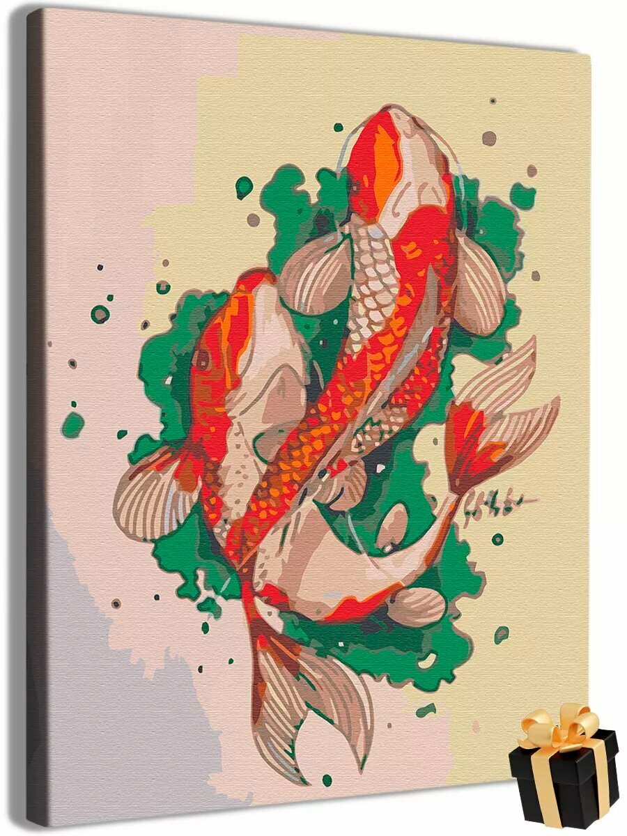 Картина по номерам Рыбы кои