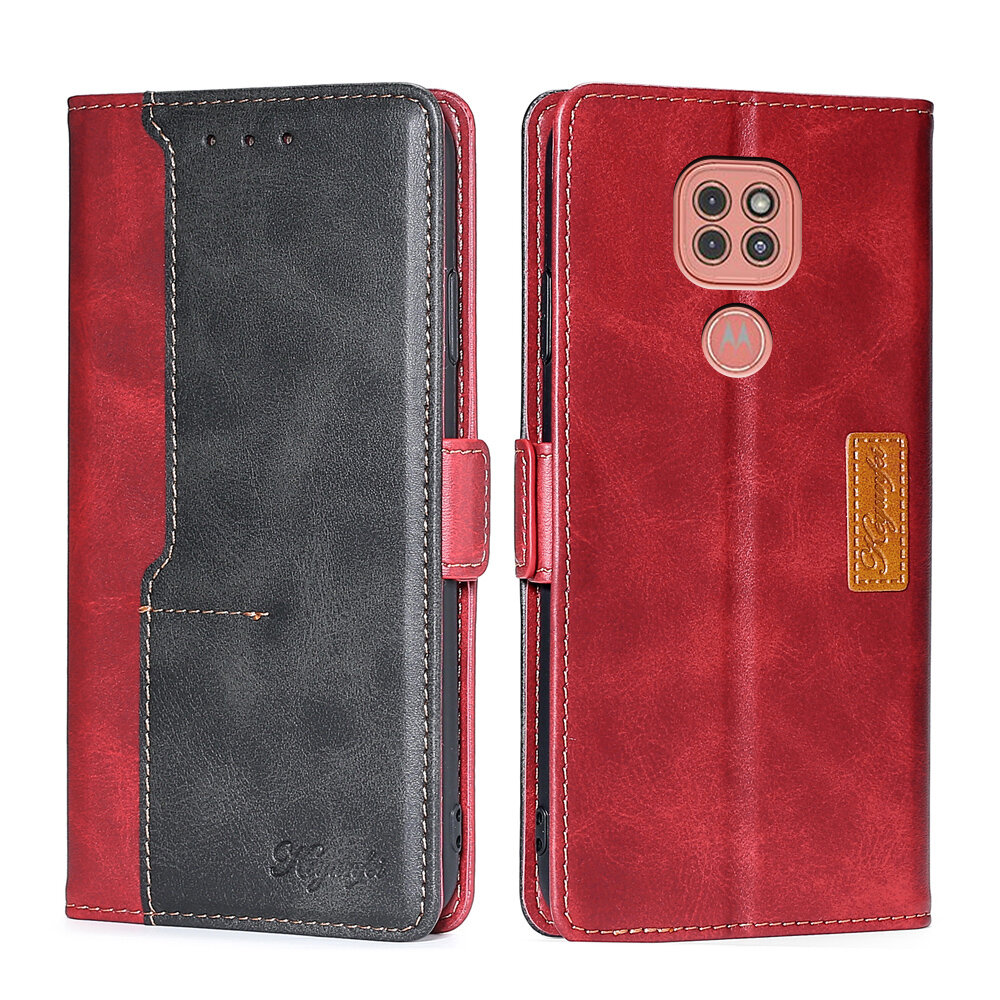 Чехол-книжка MyPads для Motorola Moto G9 / G9 Play / E7 Plus / Моторола Мото G9, смешать два цвета (черный + красный)