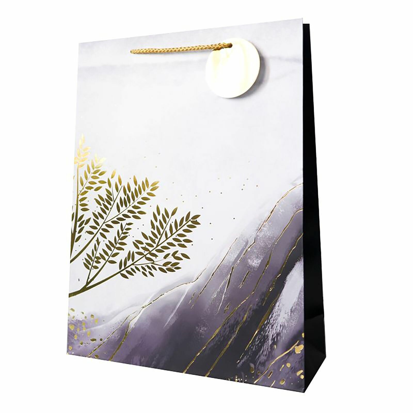 Пакет подарочный "Для тебя", Черный, Тиснение фольгой / 30*11*40 см