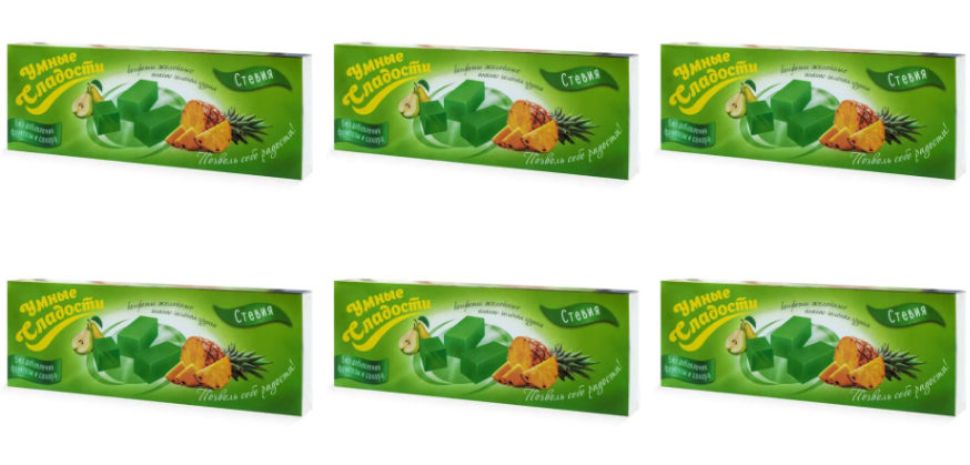 Конфеты Умные Сладости желейные Ананас-зеленая груша, 90 гр, 6 уп