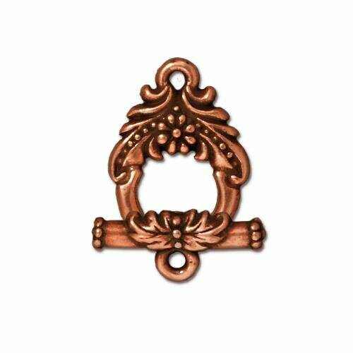 Застежка 17.5х12.5мм, TierraCast, тогл, Венок, базовый материал - оловянный сплав, медный с чернением, 1 шт.