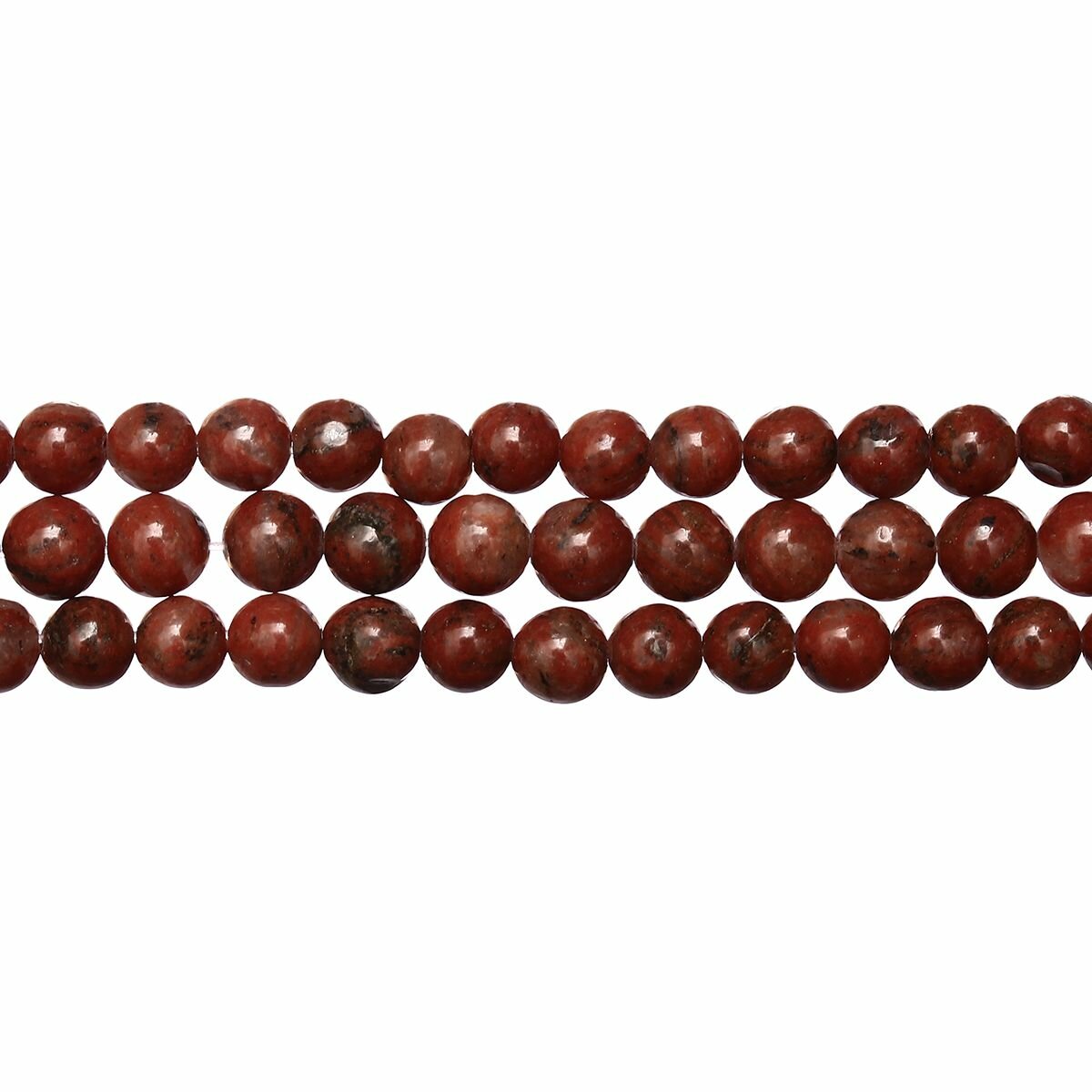 Бусины каменные, яшма, красная крапчатая, 6-7мм, 57 шт, низка