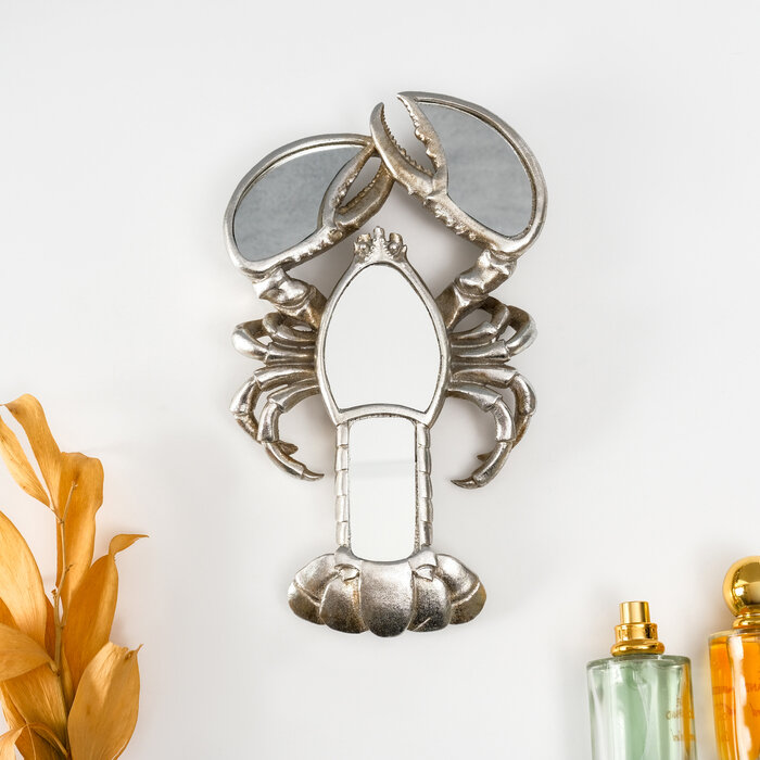 Панно настенное «Зеркальный рак», декор интерьерный, под серебро, 14×3×25 см