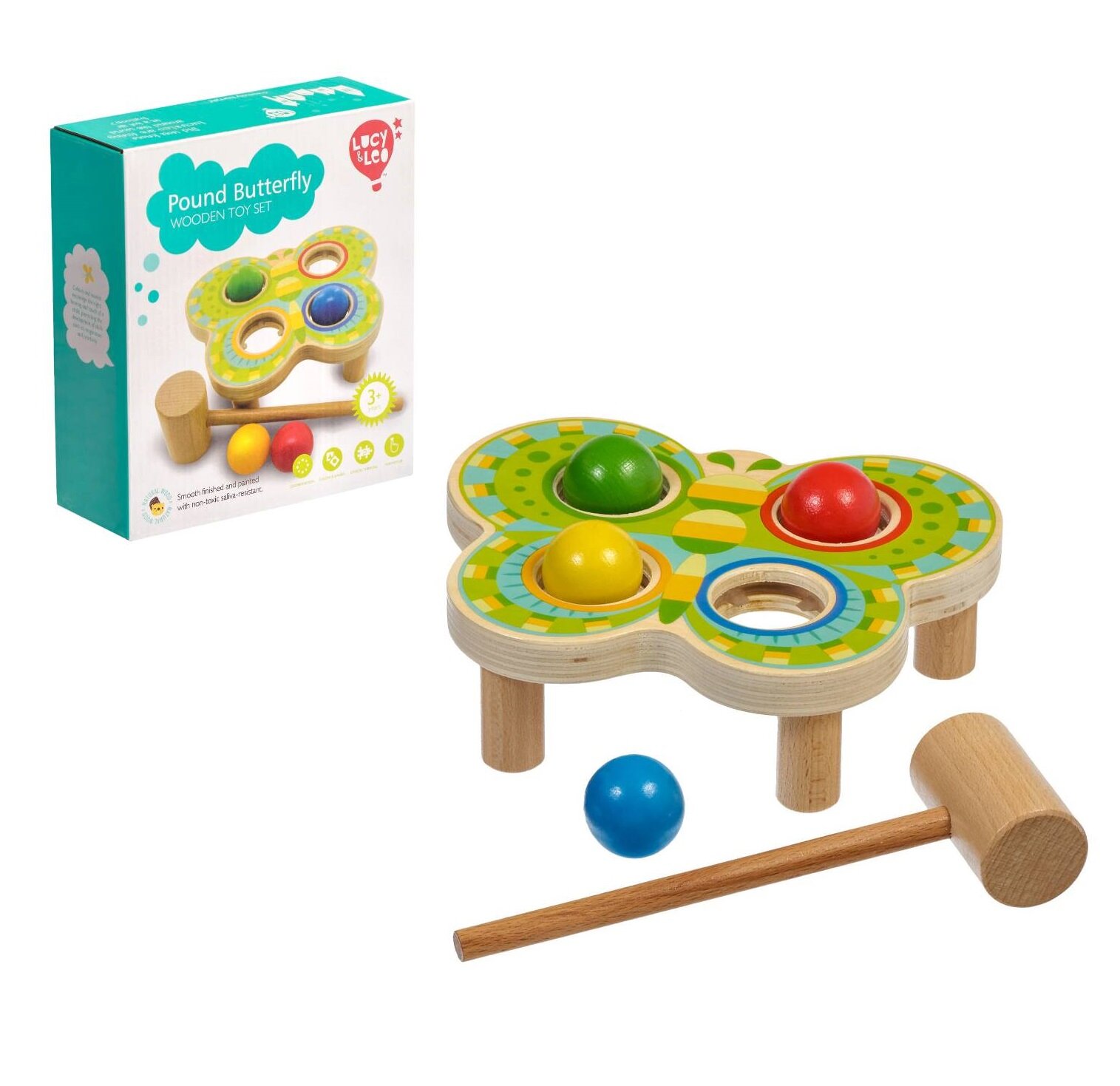 Деревянная игрушка Lucy&Leo LL168 "Стучалка бабочка" развивающая, от 3 лет