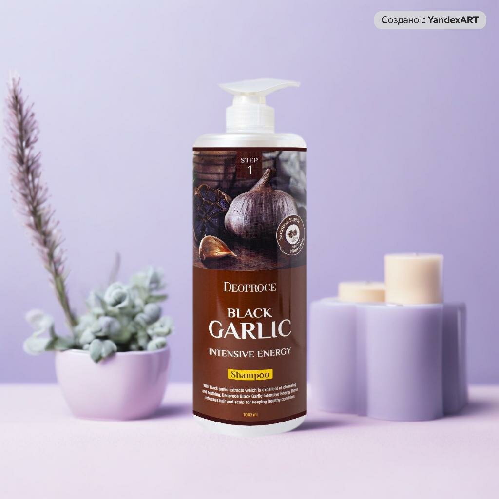 Интенсивный восстанавливающий поврежденные волосы и смягчающий шампунь для волос с экстрактом черного чеснока против выпадения волос 1000 мл./ Шампунь для питания и увлажнения волос / Корейская косметика